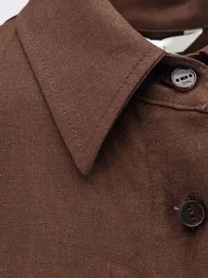 HEVO Arigliano Linen And Viscose Chemisier Dress - Brown
