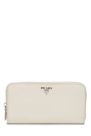 Prada Saffiano Zip Around Wallet - White