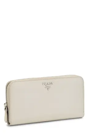 Prada Saffiano Zip Around Wallet - White