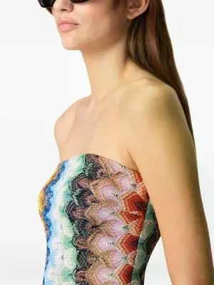 Missoni Zigzag Strapless Mini Dress - Blue