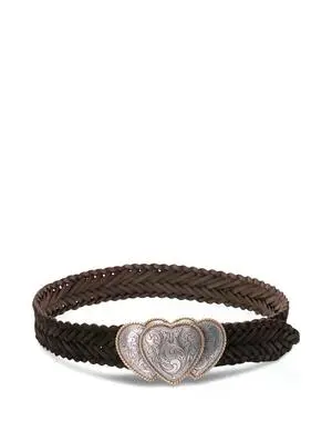 KATE CATE Queen Of Hearts Buckle Belt - Brown