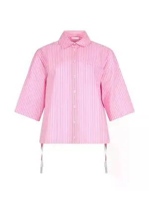 Liu Jo Short Sleeve Striped Shirt With Drawstring Hem
