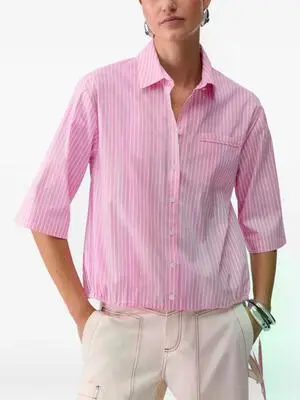 Liu Jo Short Sleeve Striped Shirt With Drawstring Hem