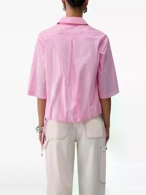 Liu Jo Short Sleeve Striped Shirt With Drawstring Hem