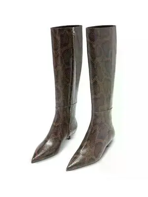 AeydĒ Sabrina Snake-print Boots - Brown