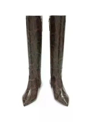 AeydĒ Sabrina Snake-print Boots - Brown