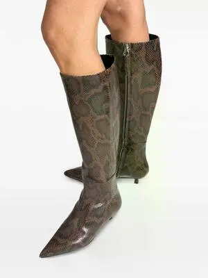 AeydĒ Sabrina Snake-print Boots - Brown