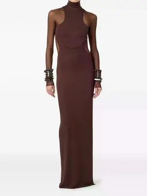 Elisabetta Franchi Sheer Detail Maxi Gown