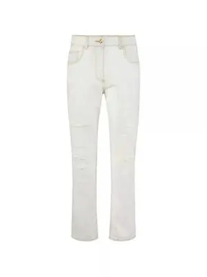 Elisabetta Franchi Denim Five-pocket Trousers - Neutrals