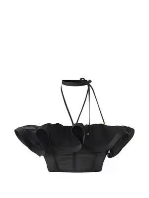 Elisabetta Franchi Ruffled Halterneck Top - Black