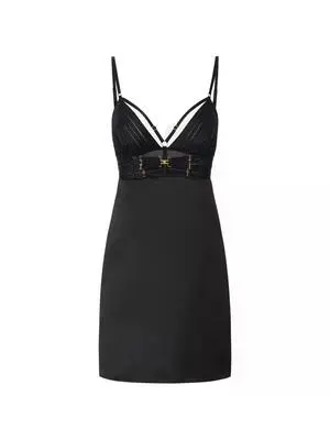 Elisabetta Franchi Duchess Satin Mini Dress With Elastic Straps - Black