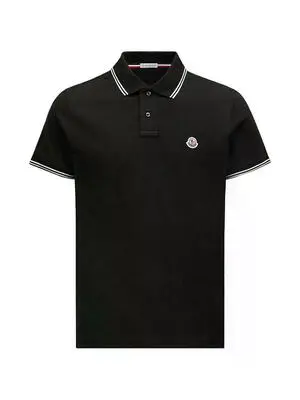 Moncler Logo-patch Cotton Polo Shirt - Black