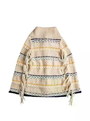 TOD'S Striped Cardigan With Fringe
