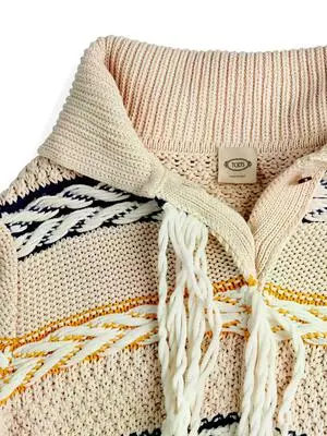 TOD'S Striped Cardigan With Fringe
