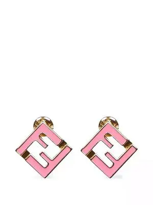 Fendi Ff Logo Stud Earrings - Gold