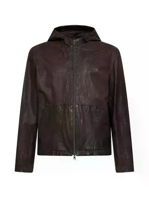 SALVATORE SANTORO Hooded Crinkled Leather Jacket