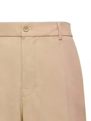 Moncler Seersucker Shorts With Logo Patch - Neutrals