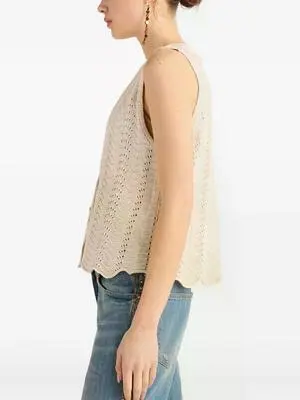 Momoni Leon Crochet Tie Gilet - Neutrals
