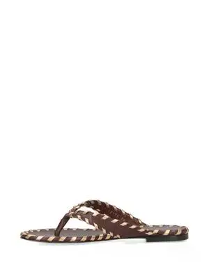 GIANVITO ROSSI Braided Leather Thong Sandals - Brown
