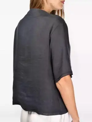 GRAN SASSO Square-neck Linen Blouse