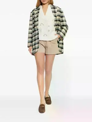 Max Mara Pleated Logo-embroidered Shorts - Neutrals