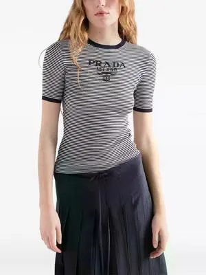 Prada Striped Silk Crew-neck Sweater