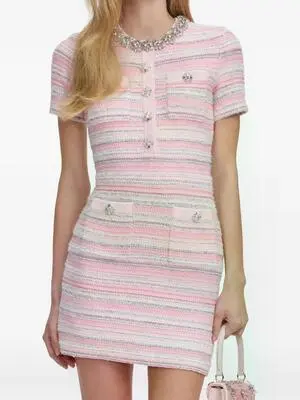 SELF-PORTRAIT Striped Crystal-embellished Mini Dress