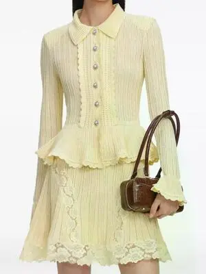 SELF-PORTRAIT Crystal-embellished Lace Insert Dress