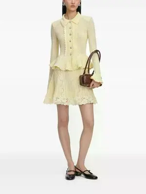 SELF-PORTRAIT Crystal-embellished Lace Insert Dress - Yellow