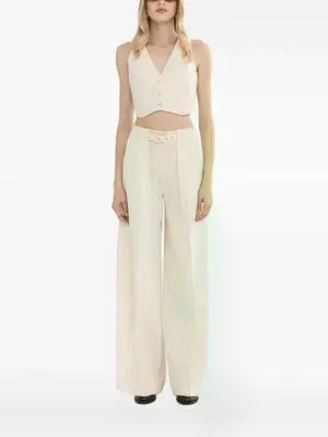 NISSA Cropped Cotton Waistcoat - Neutrals