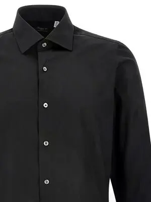 FINAMORE 1925 Napoli Collar Cotton Shirt - Black