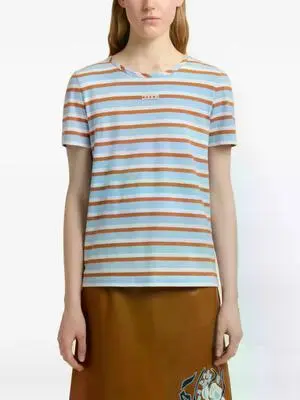Marni Striped Logo-patch T-shirt - Blue