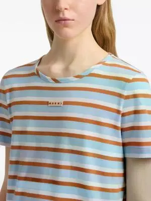 Marni Striped Logo-patch T-shirt - Blue