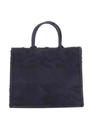 Dior Camouflage Embroidered Canvas Large Tote Bag - Black