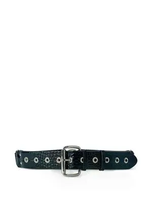 VIVIENNE WESTWOOD Embossed Buckle Leather Belt - Black