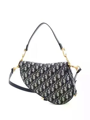 Dior Saddle Oblique Canvas Medium Shoulder Bag With Strap - Blue