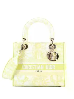 Dior Lady D-lite Embroidered Canvas Medium Satchel