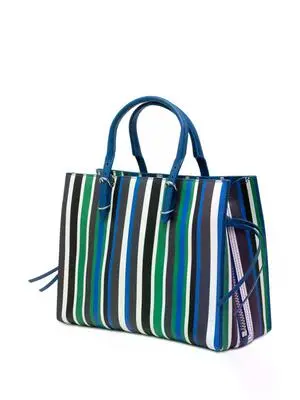 Balenciaga 2017 Mini Leather Striped Papier A6 Zip Around Satchel