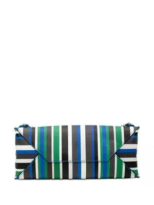 Balenciaga 2017 Mini Leather Striped Papier A6 Zip Around Satchel