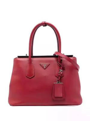 Prada Saffiano Cuir Twin Satchel - Red