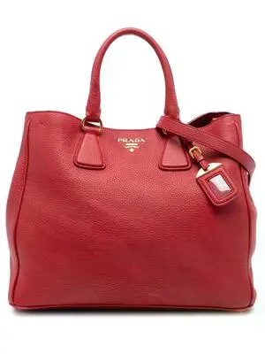 Prada Vittelo Daino Open Convertible Tote Satchel - Red