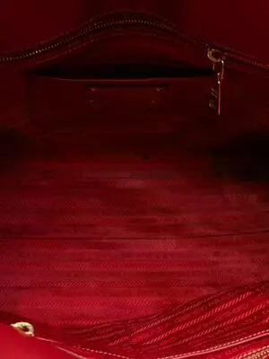 Prada Saffiano Trimmed Canapa Satchel - Brown