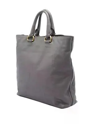 Prada Soft Calf Open Convertible Tote Satchel - Grey