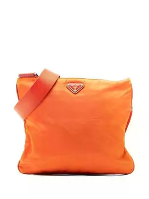 Prada Tessuto Zip Top Crossbody Bag - Orange