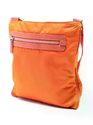 Prada Tessuto Zip Top Crossbody Bag - Orange