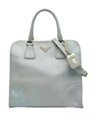 Prada Saffiano Lux Shopping Tote Satchel - Blue