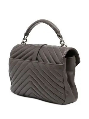 Saint Laurent 2016 Medium Chevron Sheepskin Monogram College Satchel - Grey