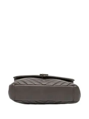 Saint Laurent 2016 Medium Chevron Sheepskin Monogram College Satchel - Grey