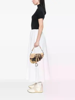 Dior 2022 Mini Embroidered Jute Canvas Saddle Bag - Brown
