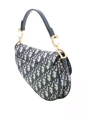 Dior Mini Oblique Canvas Saddle Bag - Blue